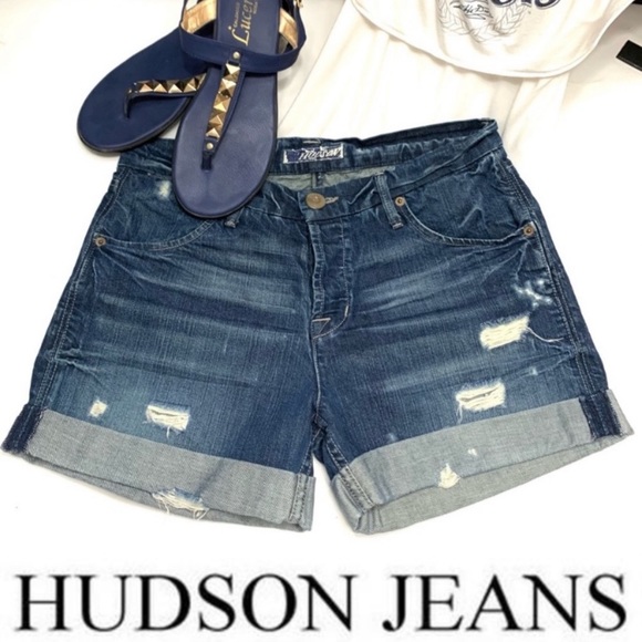 Hudson Jeans | Shorts | Hudson Leah Distressed Boyfriend Cuffed Short ...
